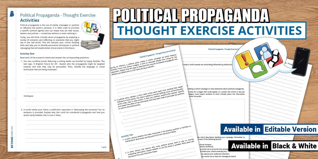 Political Propaganda - Thought Exercise Activities - Twinkl