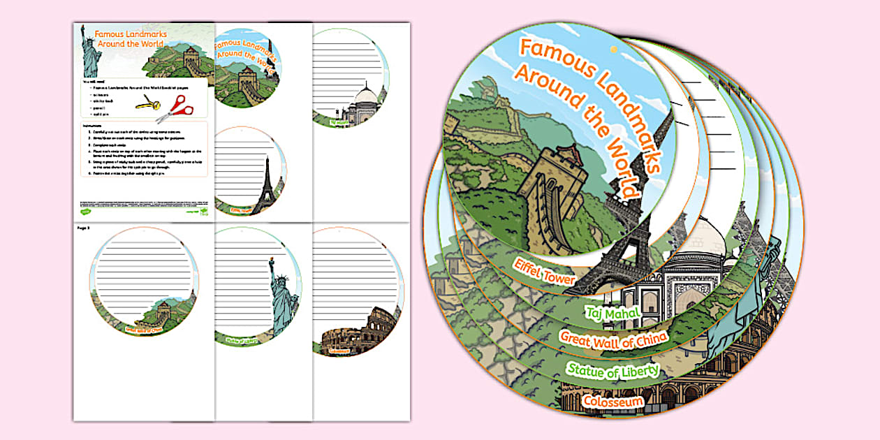 Famous Landmarks Around the World Circles Booklet - Twinkl
