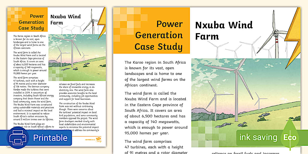 Power Generation Case Study: Nxuba Wind Farm (Teacher-Made)