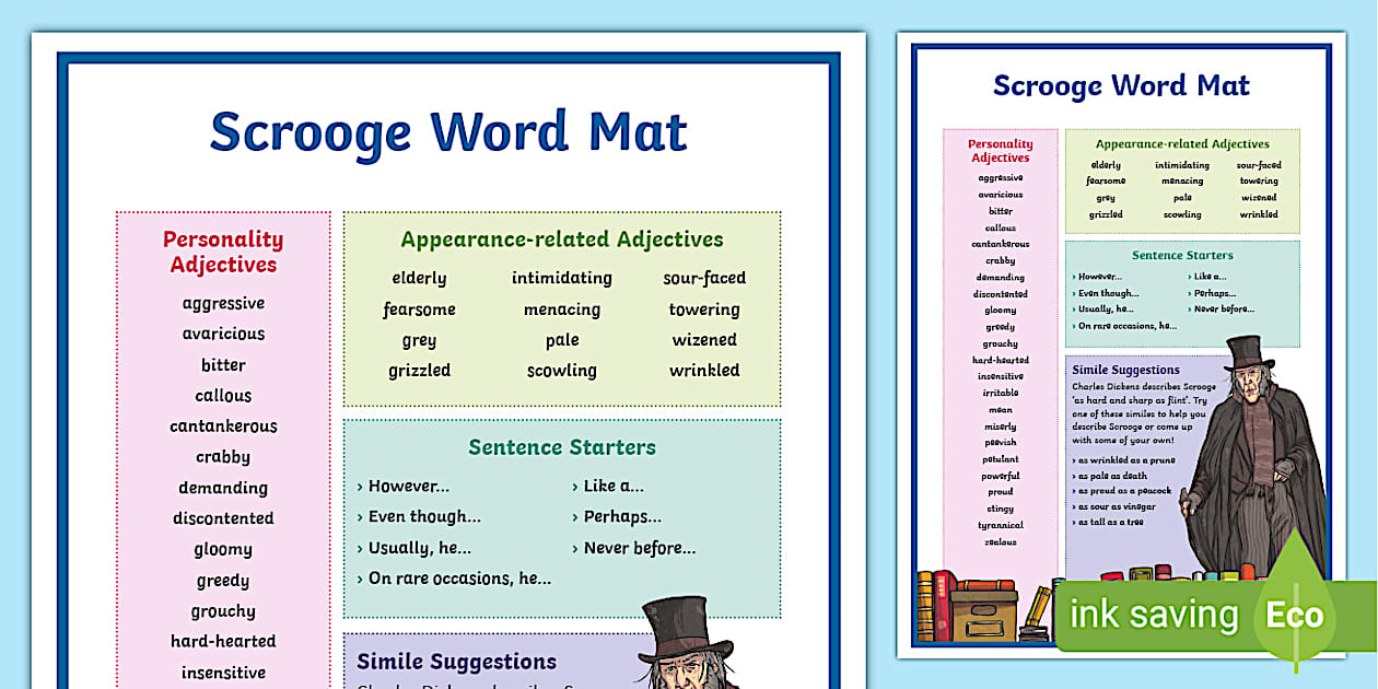 Scrooge Word Mat (teacher made) - Twinkl