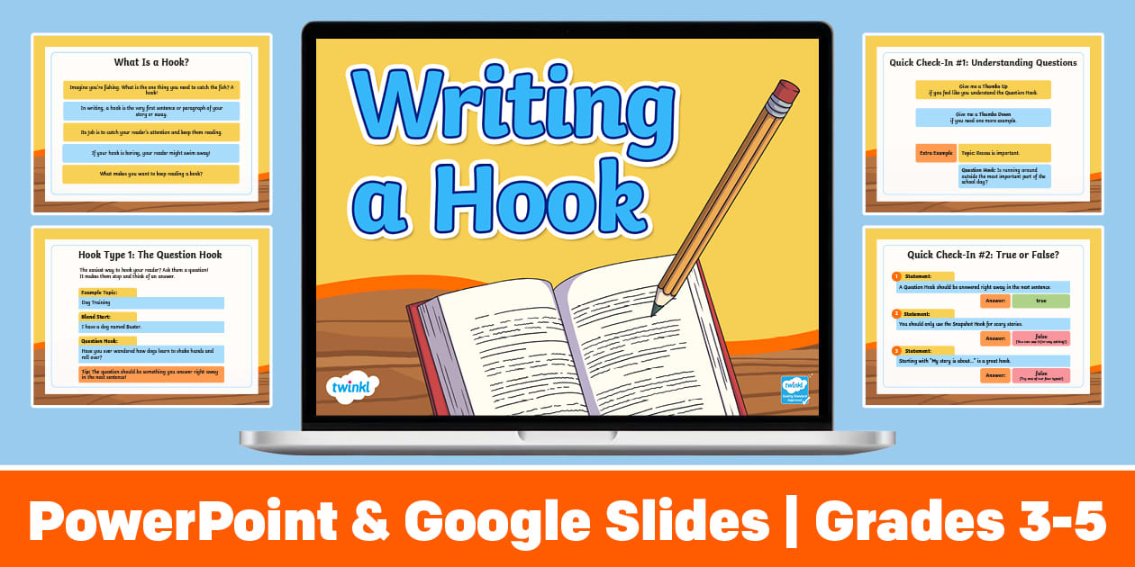 Writing a Hook PowerPoint & Google Slides for 3rd-5th Grade