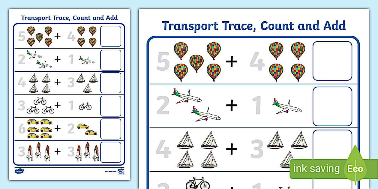 Transport Trace Count and Add Worksheet (teacher made)