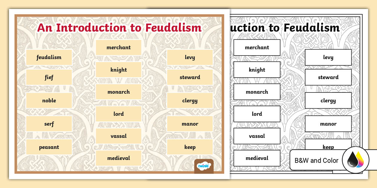 An Introduction to Feudalism Vocabulary Mat for 6th-8th Grade