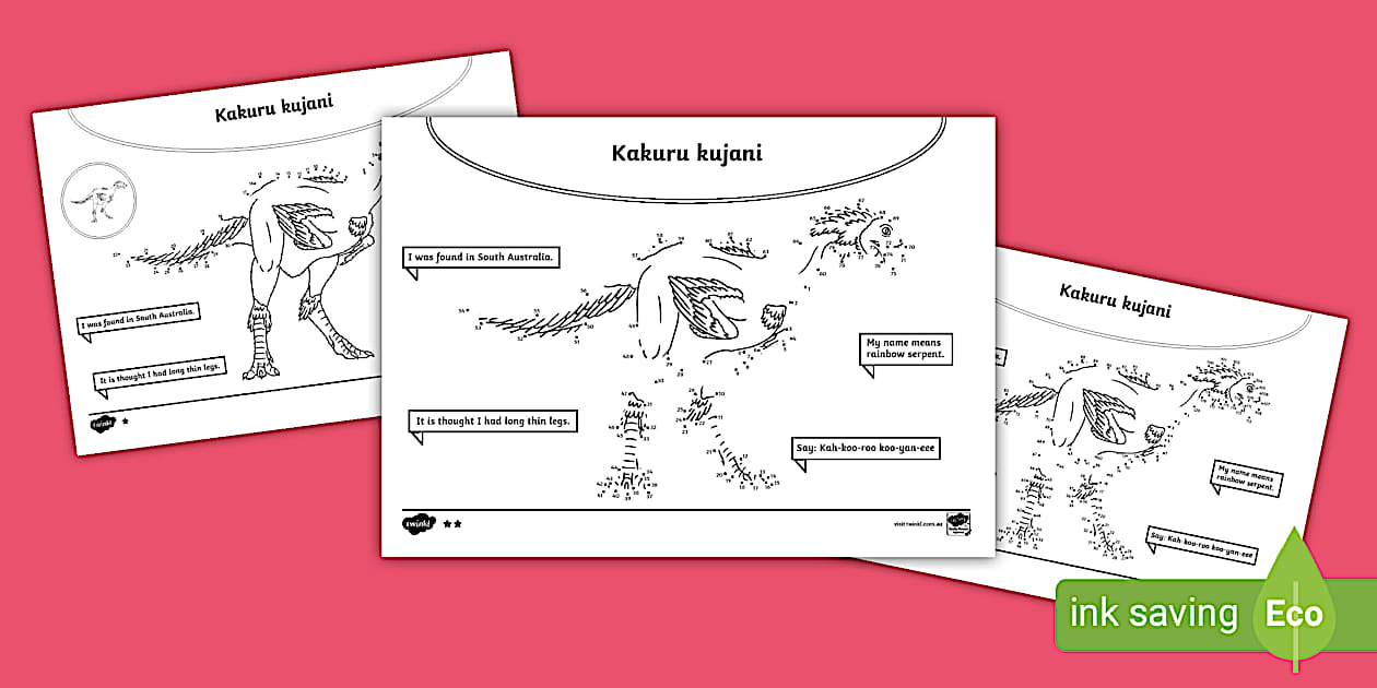 Australian Dinosaur Kakuru kujani Differentiated Dot to Dot