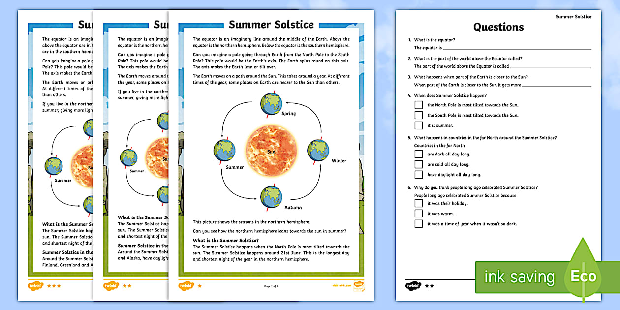 Summer Solstice CfE First Level Differentiated Reading Comprehension ...