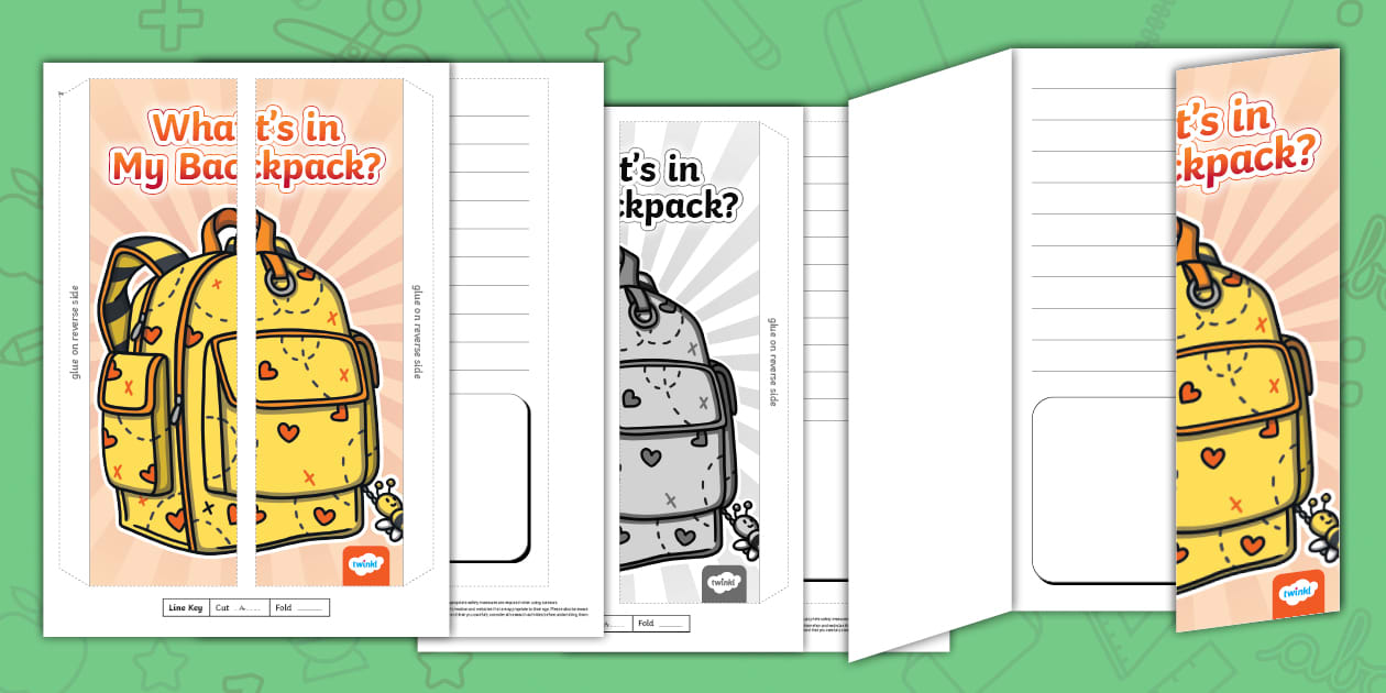 What's in My Backpack? Folding Writing Template - Twinkl