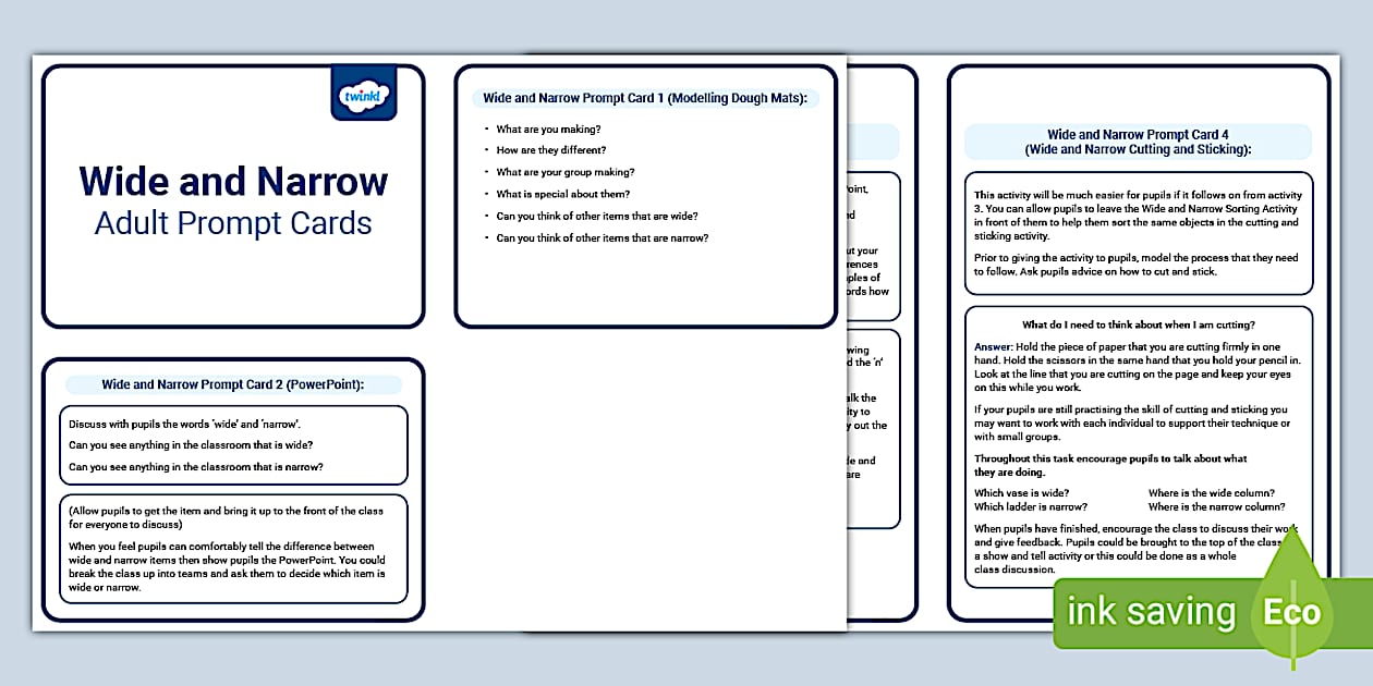 Wide and Narrow Adult Prompt Cards (teacher made) - Twinkl