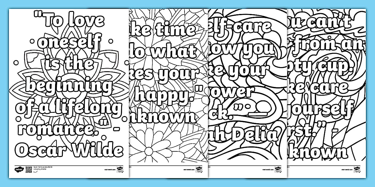 Mindfulness Self Care Quotes Colouring Pack (Teacher-Made)