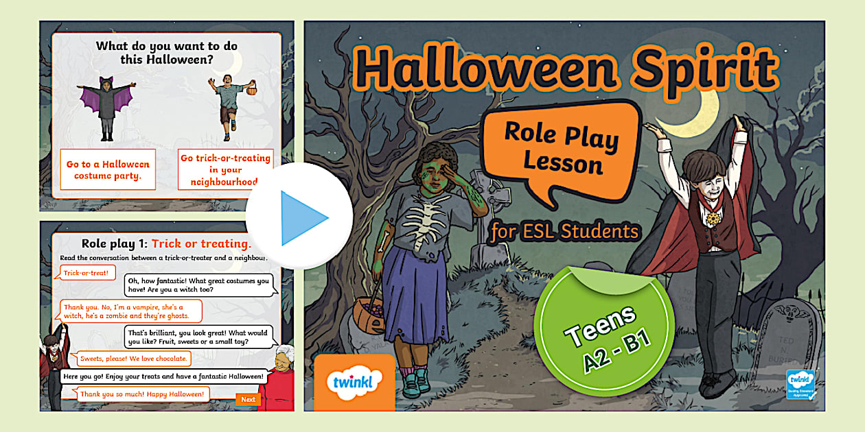 ESL Halloween Spirit Role Play [Teens, A2 - B1] - Twinkl