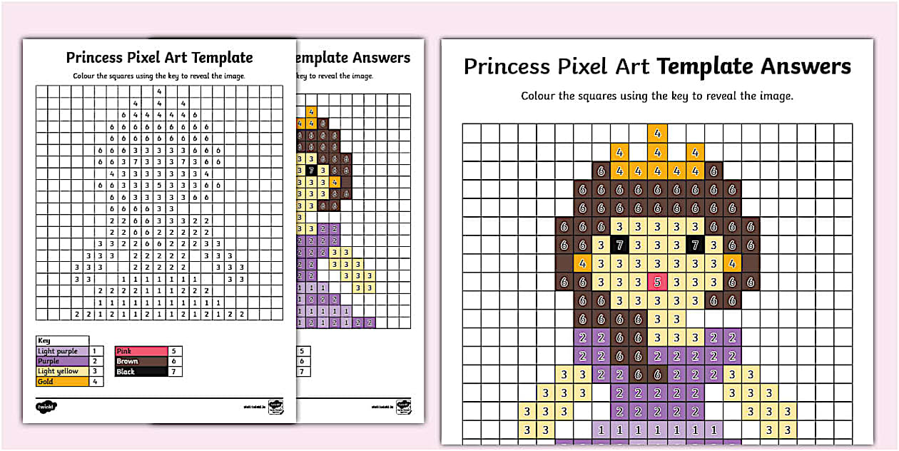 Princess Pixel Art Template - Twinkl Arts (teacher made)