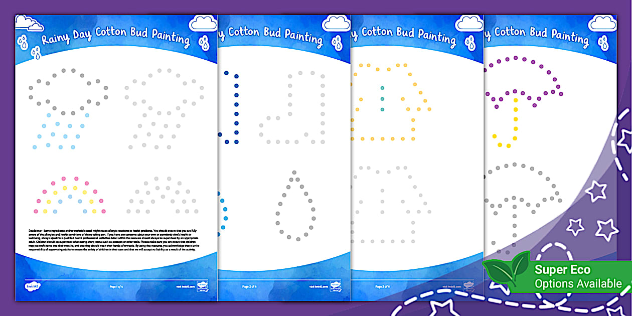 Rainy Day Cotton Bud Painting | Parents Resource - Twinkl