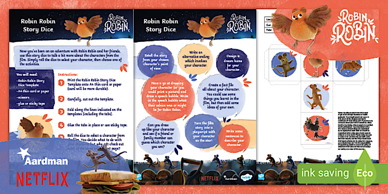FREE! - ‘Robin Robin’ Printable Story Cube | Twinkl and Netflix