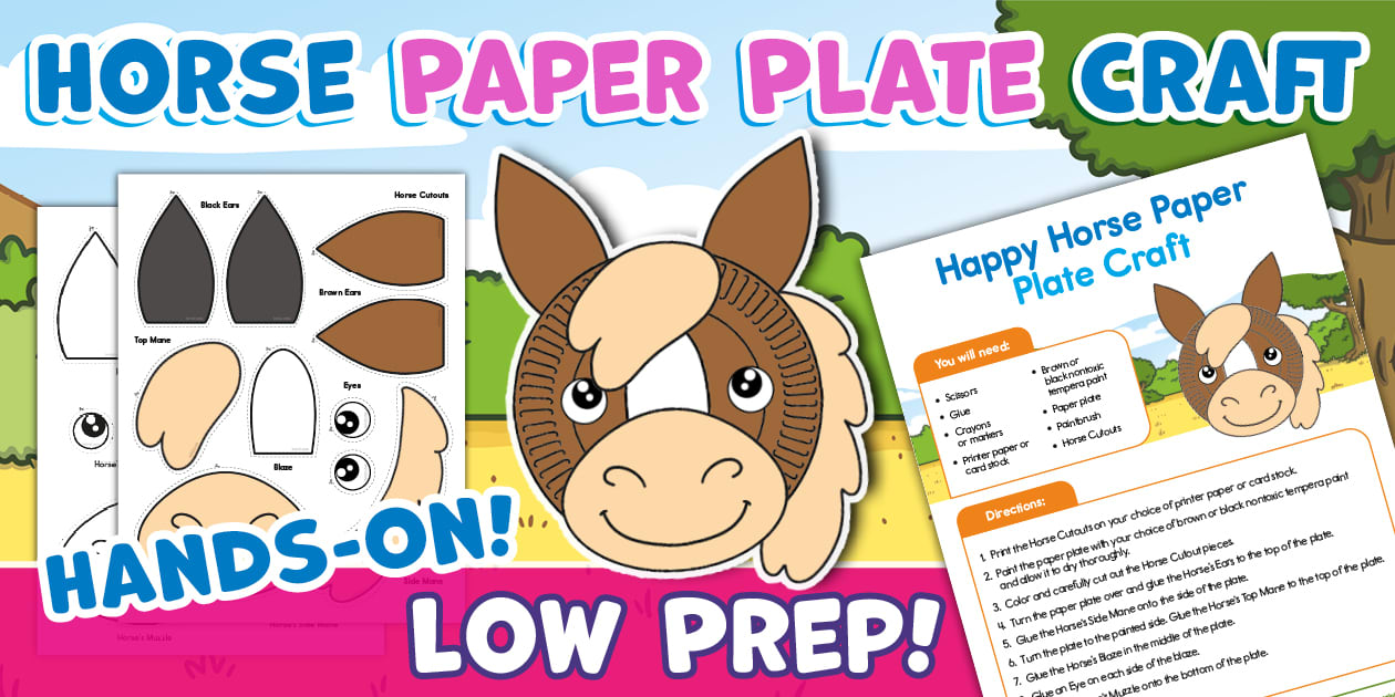 Happy Horse Paper Plate Craft (teacher made) - Twinkl
