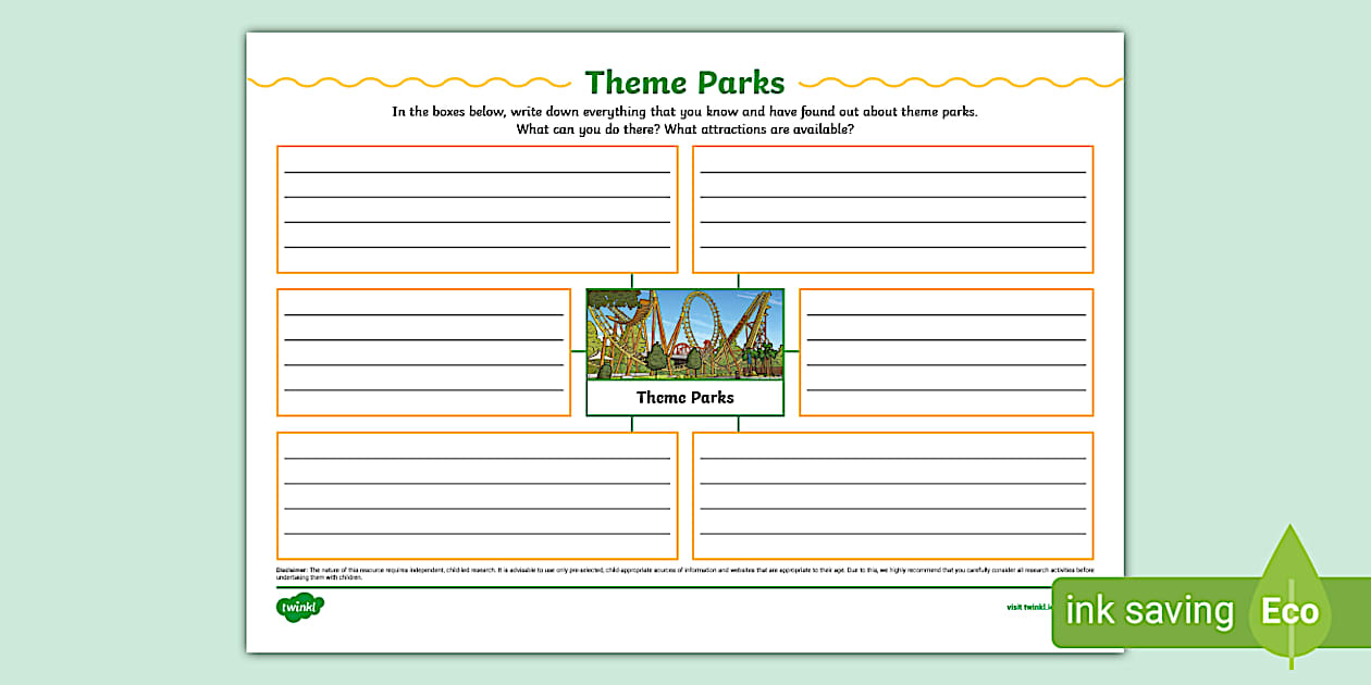 Theme Park Mind Map (teacher made) - Twinkl