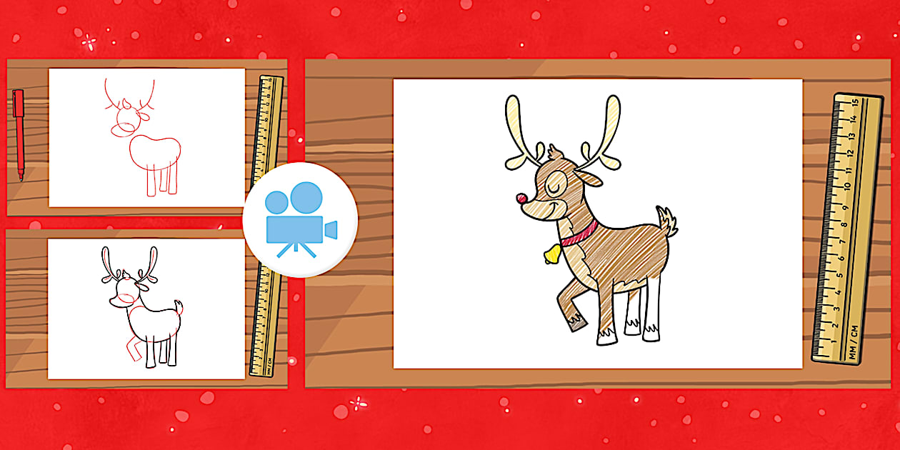 Christmas How to Draw a Reindeer Animation - Primary Resources
