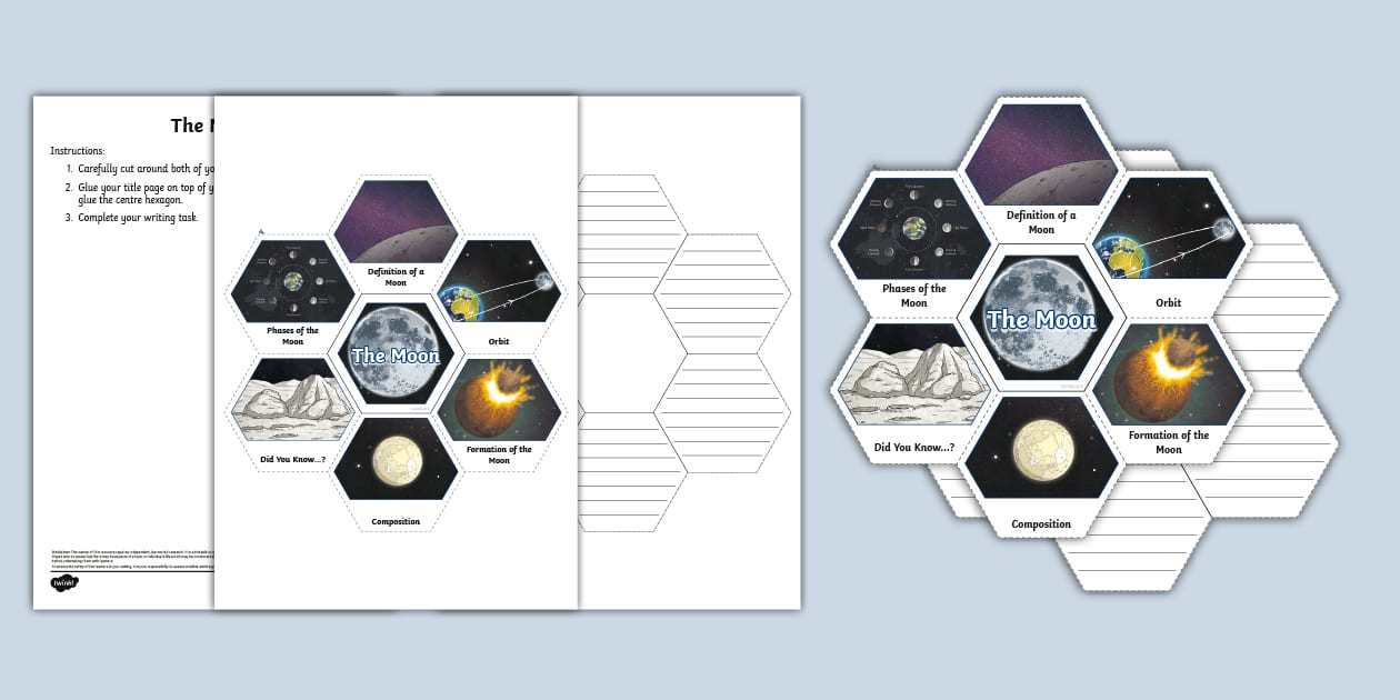 The Moon Hexagon Writing Template (Lehrer gemacht) - Twinkl