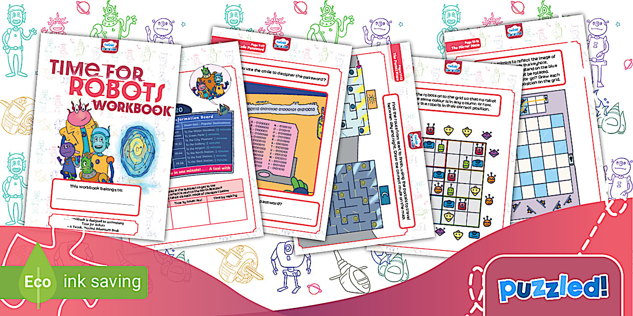 Time for Robots Puzzle Workbook - Twinkl - Kids Puzzles