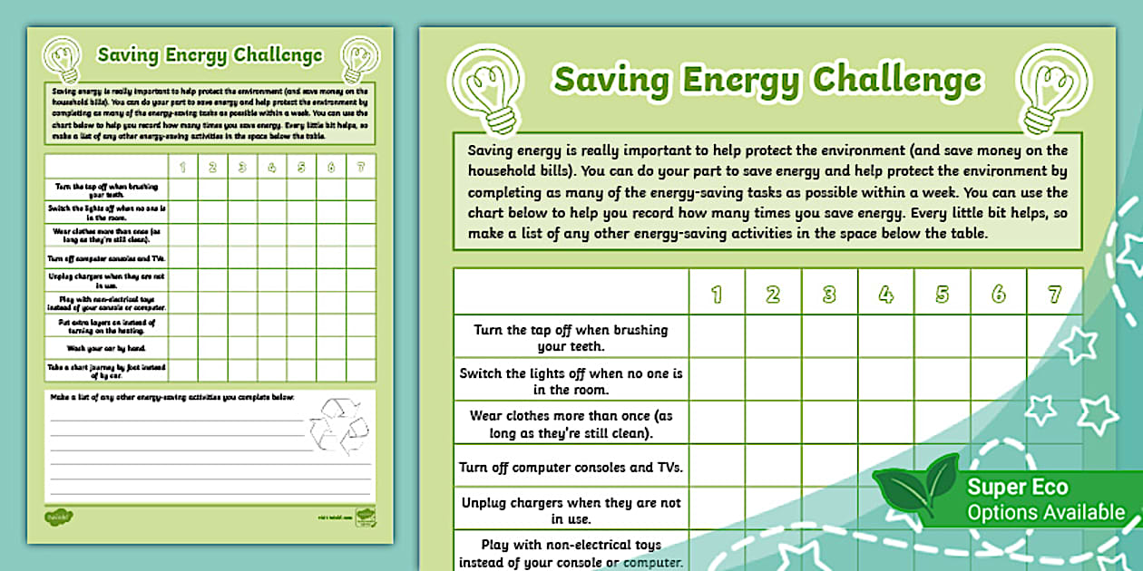 Energy Conservation Activities | Energy Saving Challenge