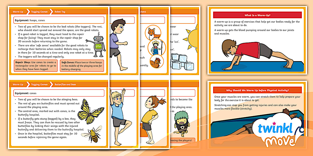 👉 Easy warm-up activities | KS1 Tagging Games Warm-Up Cards