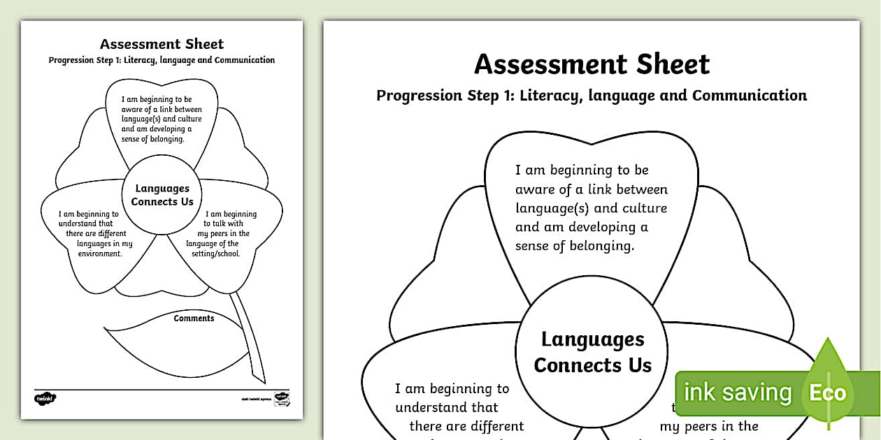 PS1: LLC Languages Connect Us - Assessment Sheet - Twinkl