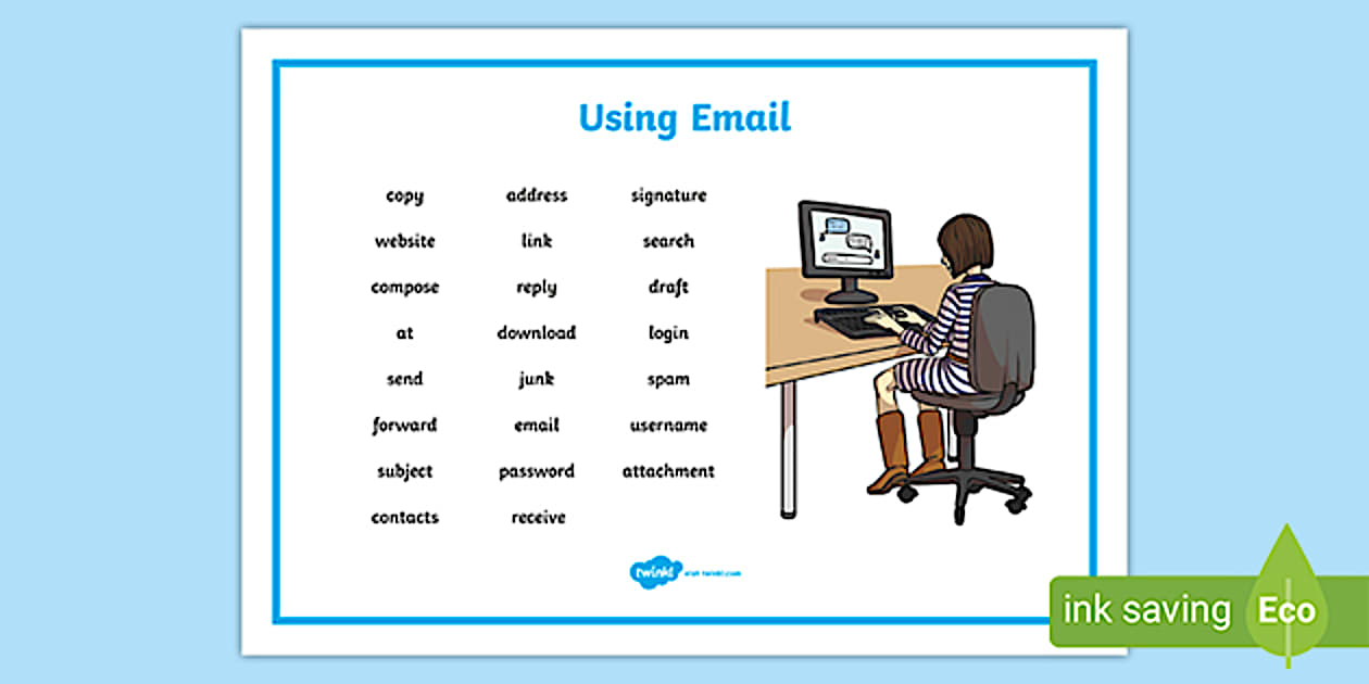 Editable Using Email Word Mat (professor feito) - Twinkl