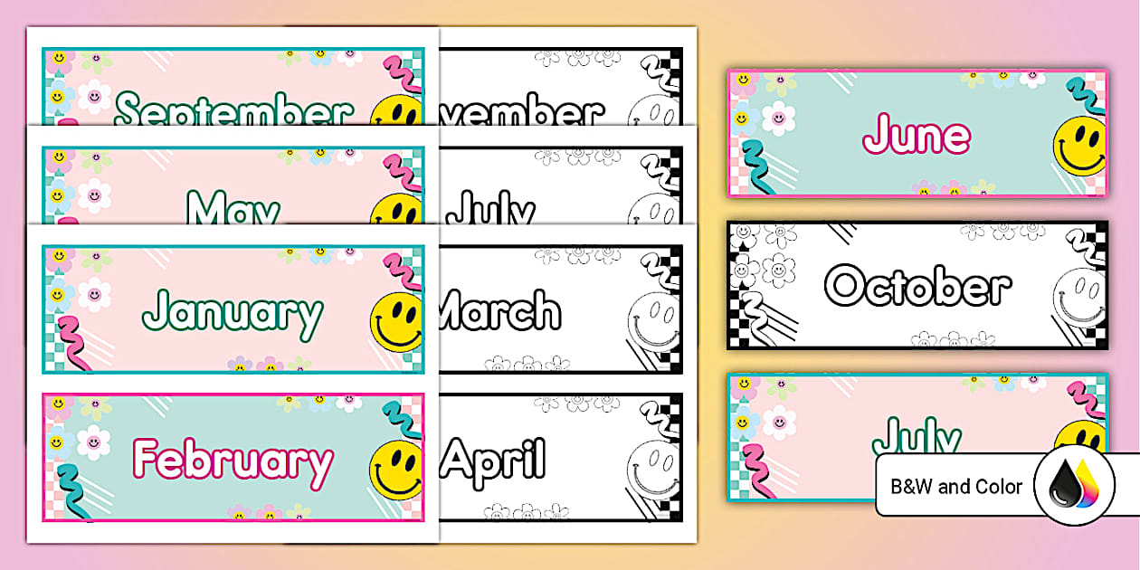 Retro 90s Months of the Year Posters (teacher made) - Twinkl
