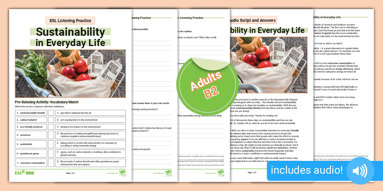 ESL Listening: Sustainability in Everyday Life [Adults, B2]