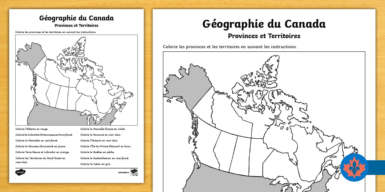 Canada's Provinces and Territories Colouring Page French