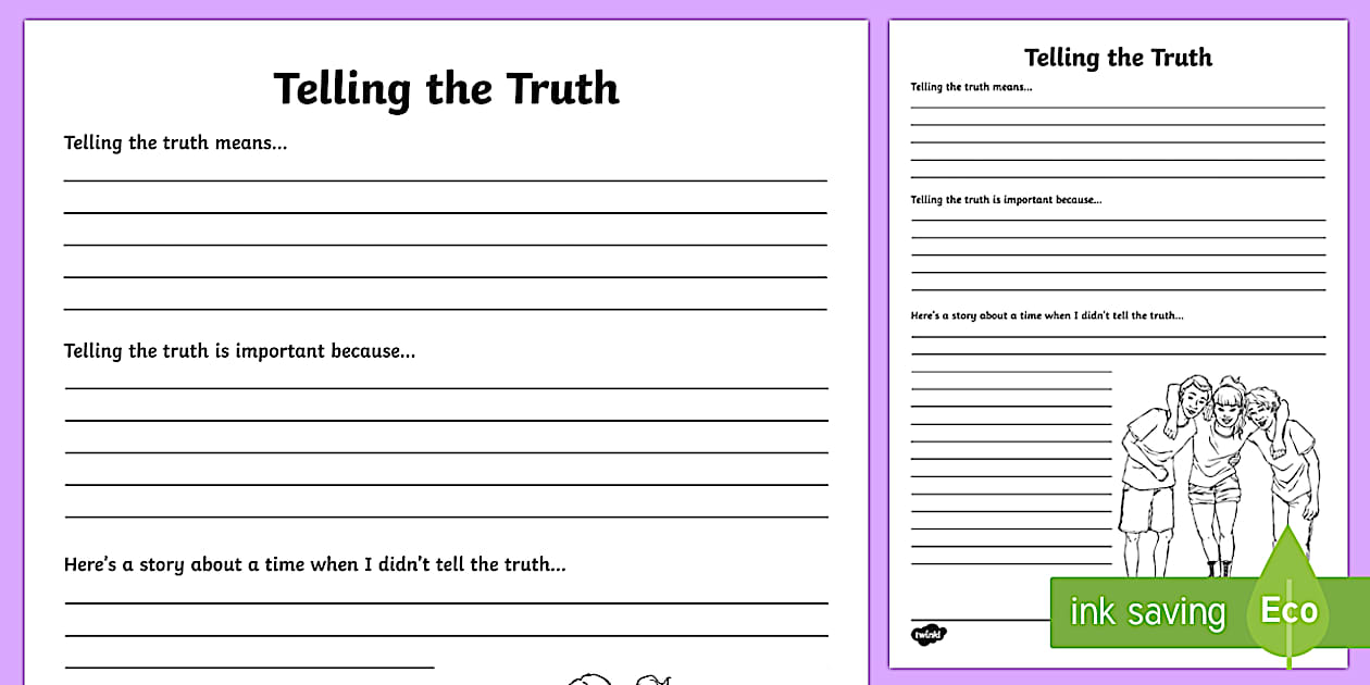 Dyslexic Telling the Truth Reflection Writing Template