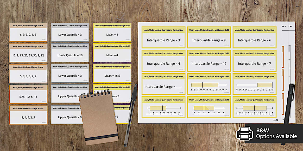 Black and White Averages Differentiated Card Sort - Twinkl
