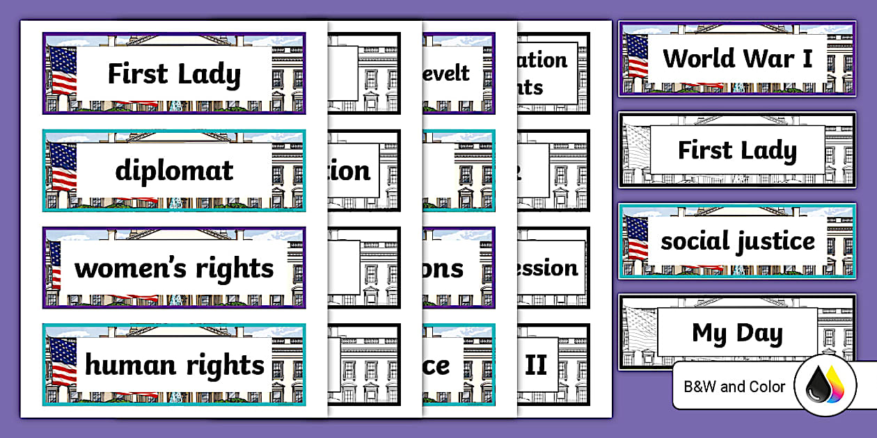 Eleanor Roosevelt Word Cards for 3rd-5th Grade - Twinkl