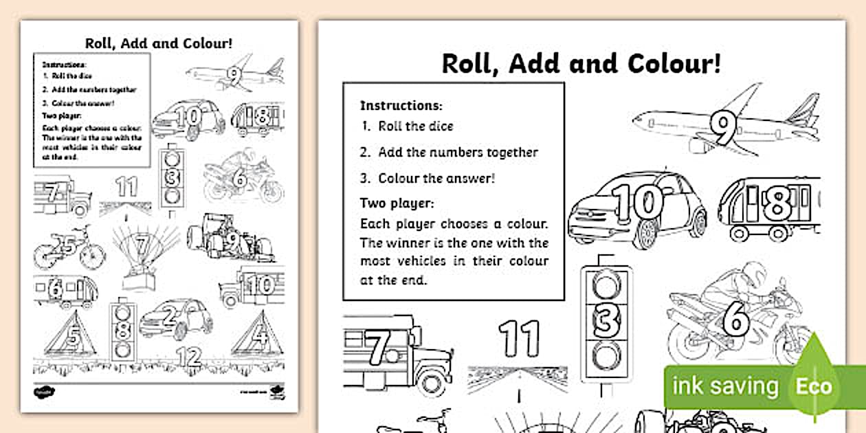 Editable Transport Roll and Colour (teacher made) - Twinkl