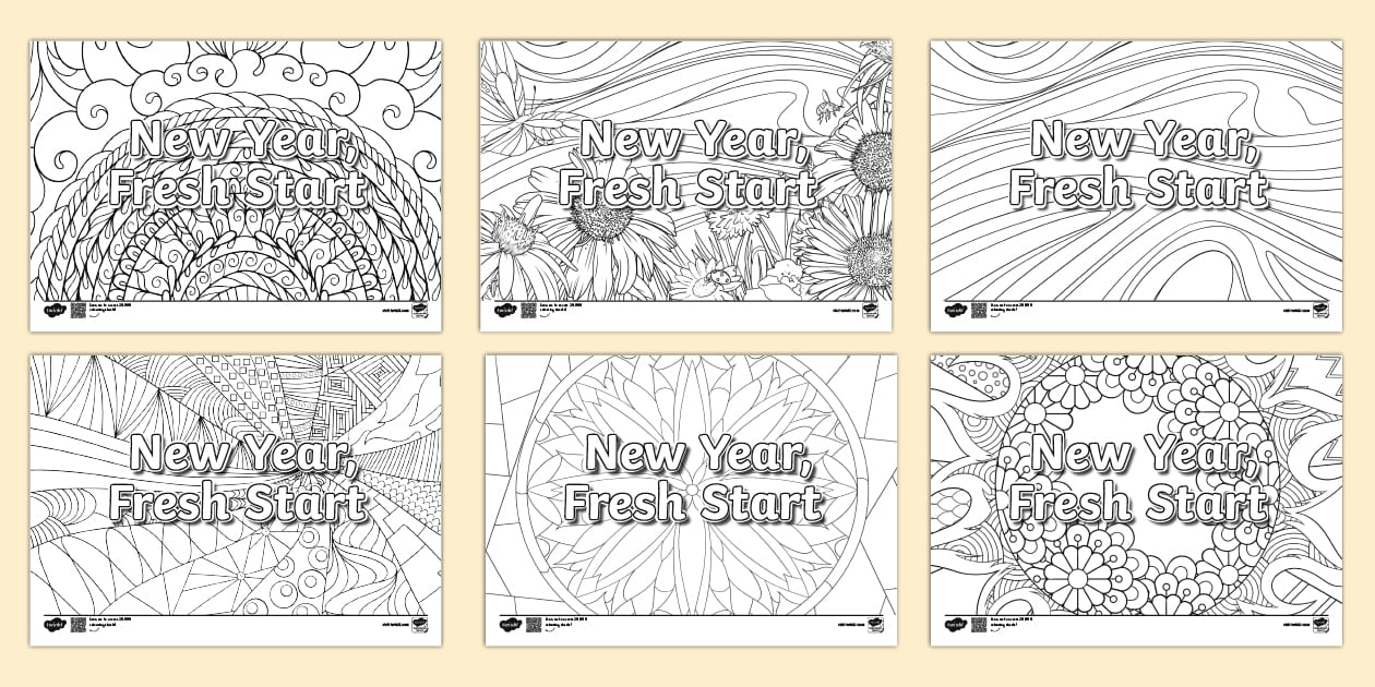 New Year, Fresh Start Colouring Page (teacher made) - Twinkl