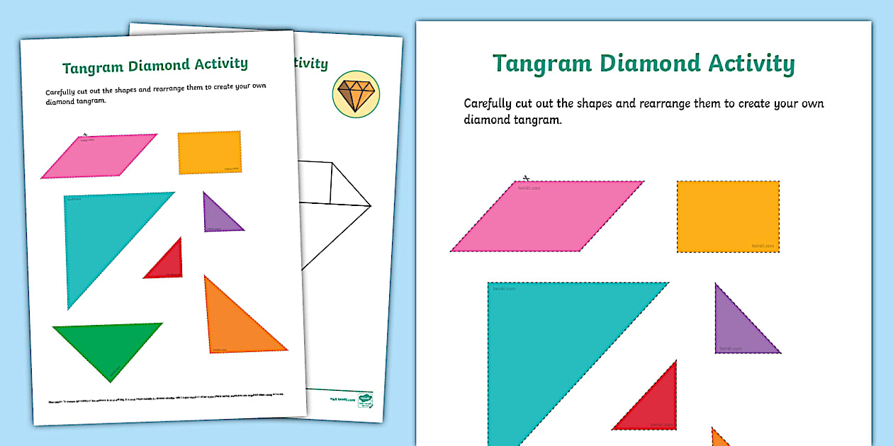 👉 Diamond Tangram Puzzle Activity (teacher made) - Twinkl