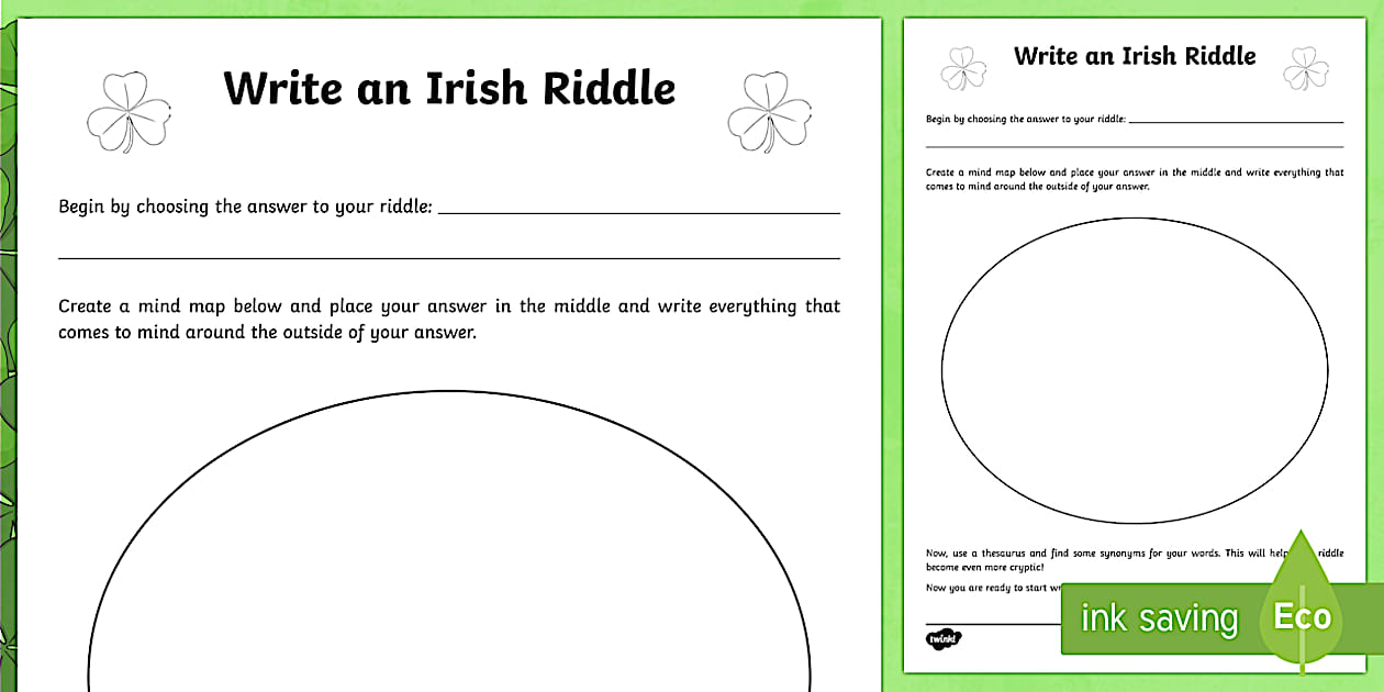 How to write an Irish Riddle Planning Template - NI St. Patrick's Day