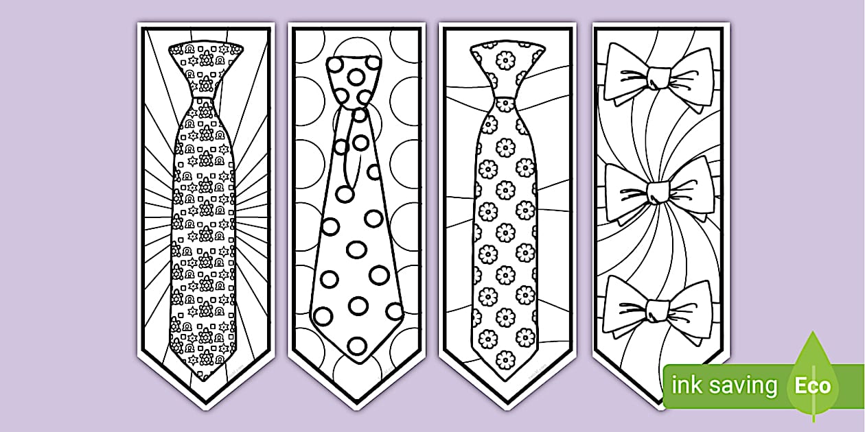 Ties Colouring Bookmarks (teacher made) - Twinkl