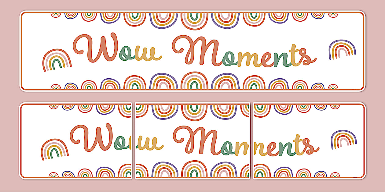 Muted Rainbow Themed Wow Moments Display Banner - Twinkl