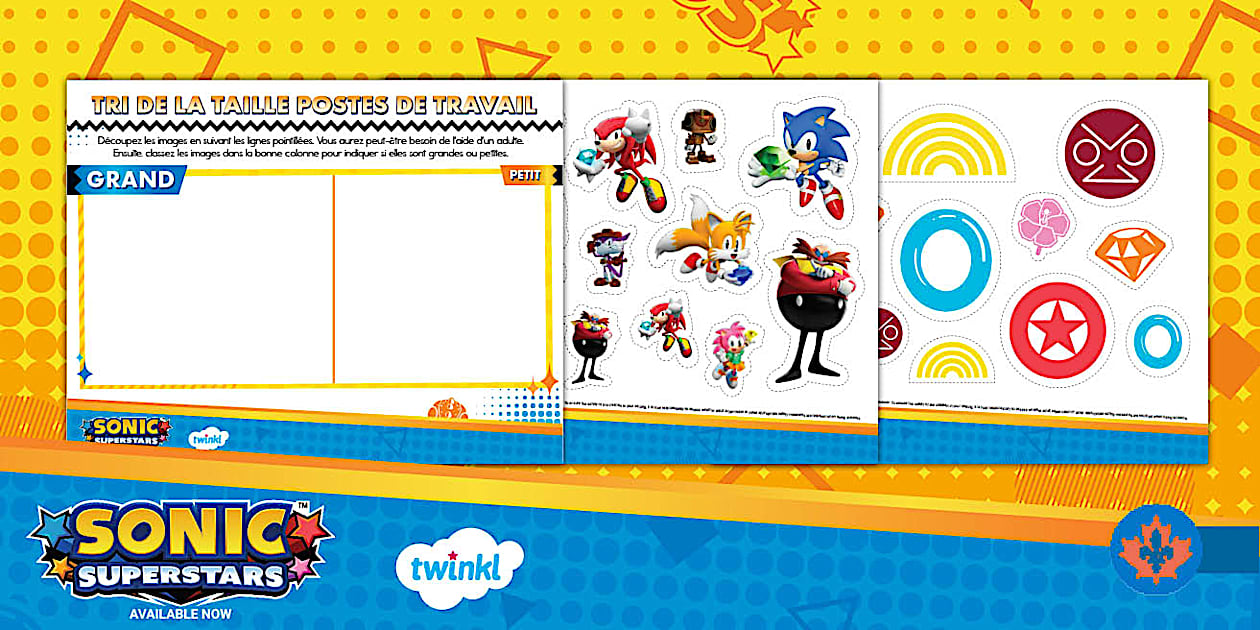 Sonic: Workstation Size Ordering Activity French - Twinkl