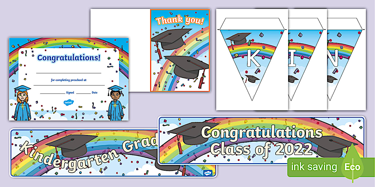 Preschool Graduation Rainbow-Themed Pack (Teacher-Made)