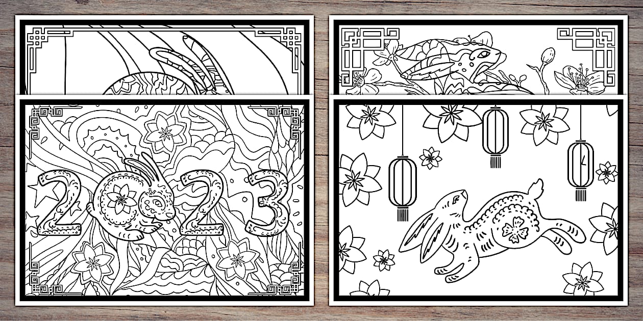 Year of the Rabbit Colouring Placemats | Twinkl Party