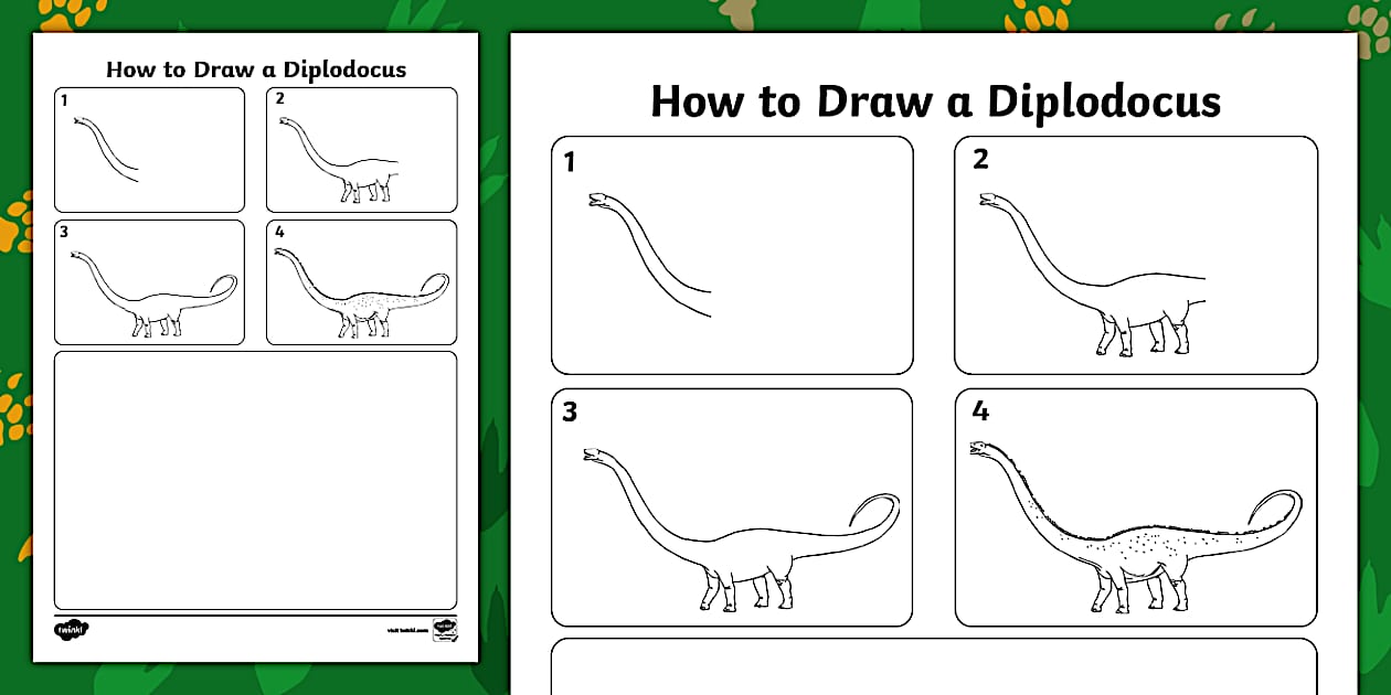 How to Draw a Diplodocus Activity (Teacher-Made) - Twinkl