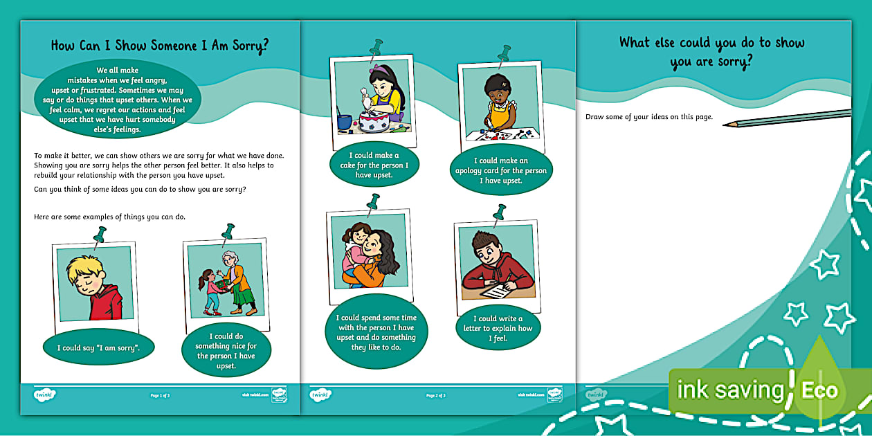 How Can I Show I Am Sorry Activity Sheet - Twinkl