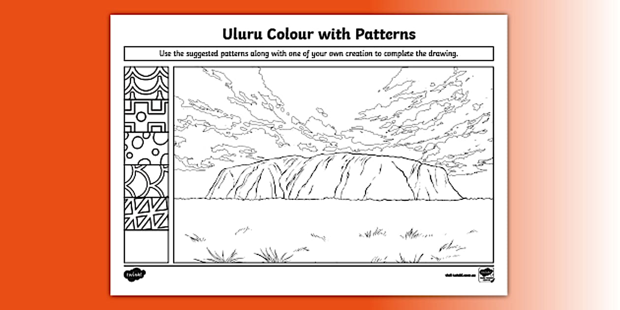 Uluru Colour with Patterns Activity (Teacher-Made) - Twinkl