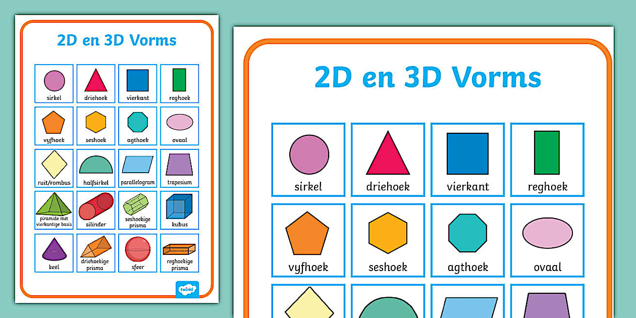 2D Vorms en 3D Voorwerpe Plakkaat - Twinkl