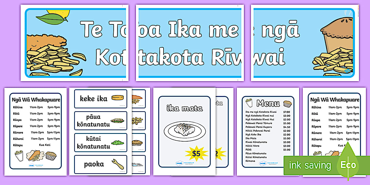 Fish and Chip Shop Role-Play Pack Te Reo Māori