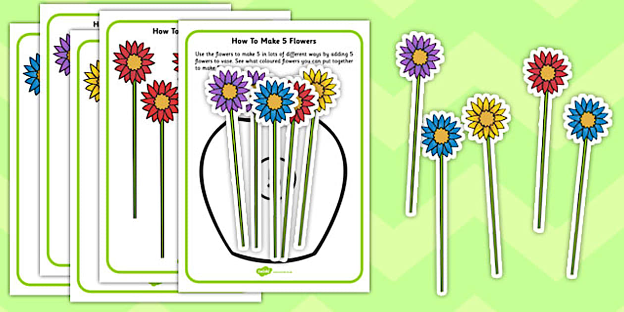 Ways Of Making 5 Flowers Activity (teacher made) - Twinkl