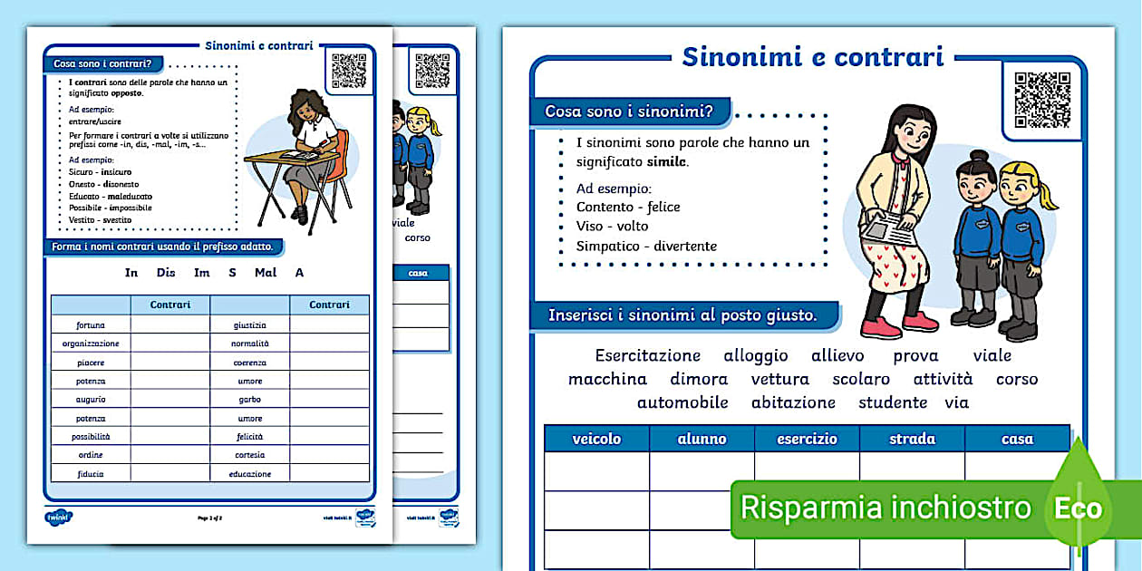 Sinonimi e Contrari Scuola | Primaria | Twinkl - Twinkl