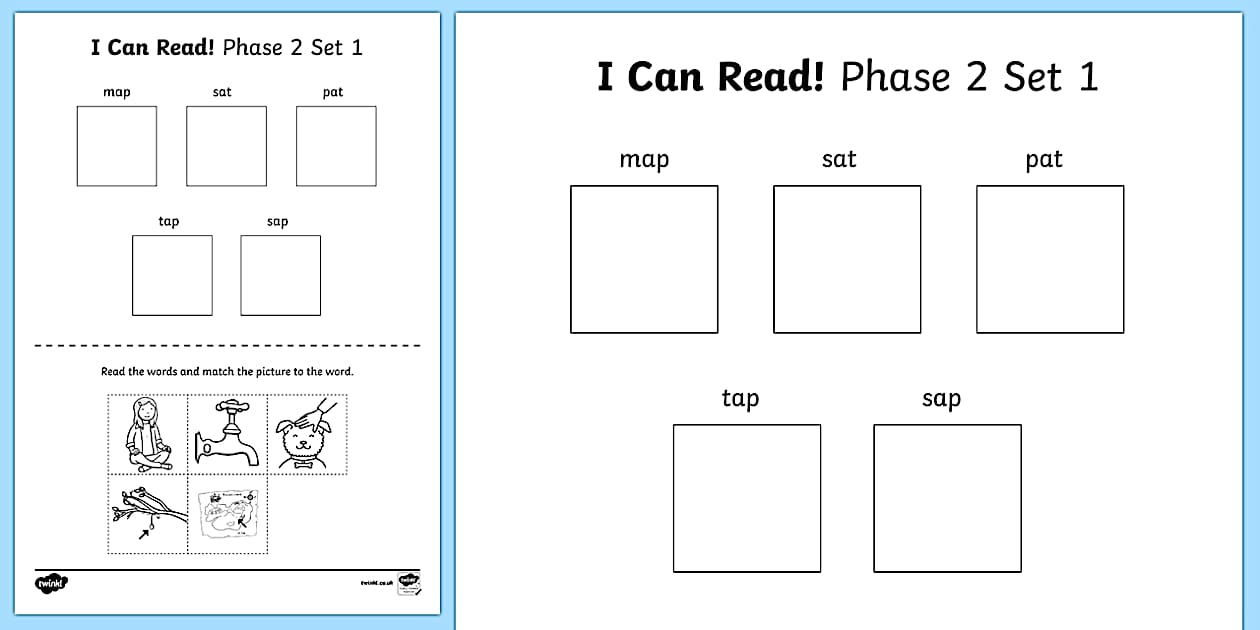 Cursive I Can Read! Phase 2 Set 1 Words Worksheet - Twinkl