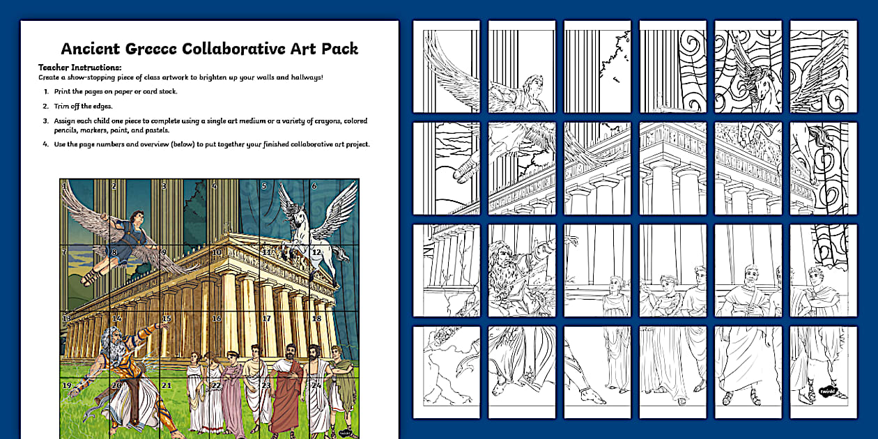 Ancient Greece Collaborative Art Pack for 6th-8th Grade