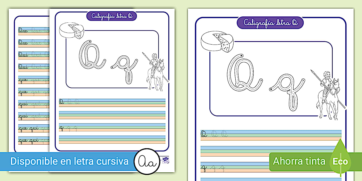 La Q manuscrita, cuaderno de caligrafía - Twinkl